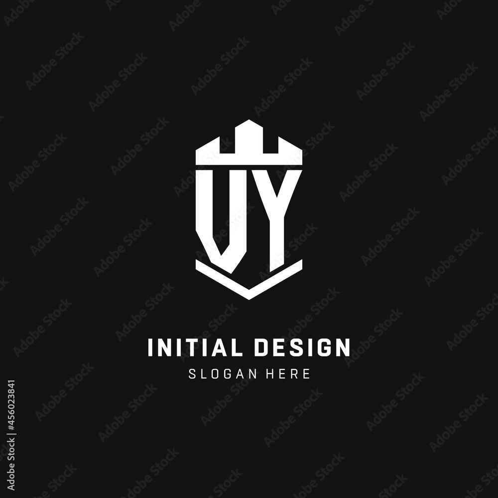 VY monogram logo initial with crown and shield guard shape style Stock ...