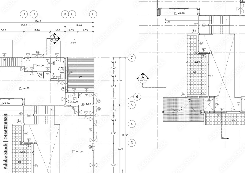 Floor plan designed building on the drawing. Stock Illustration | Adobe ...