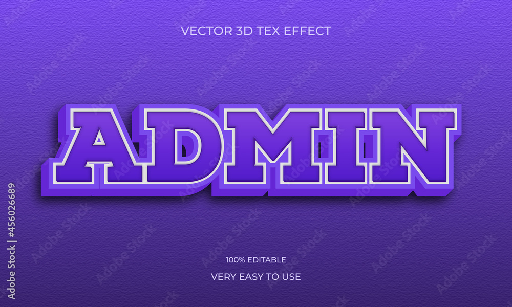 Vetor de Admin 3d text effect design. Admin vector 3d text effect ...