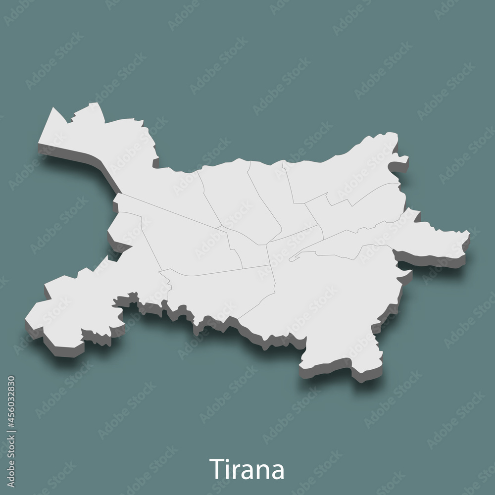 3d isometric map of Tirana is a city of Albania Stock Vector | Adobe Stock