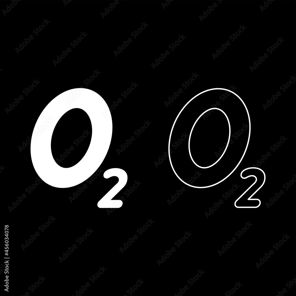 Oxygen chemical formula O2 Air icon white color vector illustration ...
