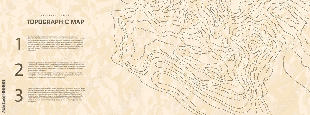 Topographic map abstract background with infographic elements. Old ...