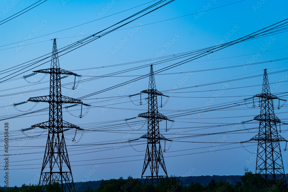 Technogenic landscape, urban. The energy of the pole in the rays of the ...