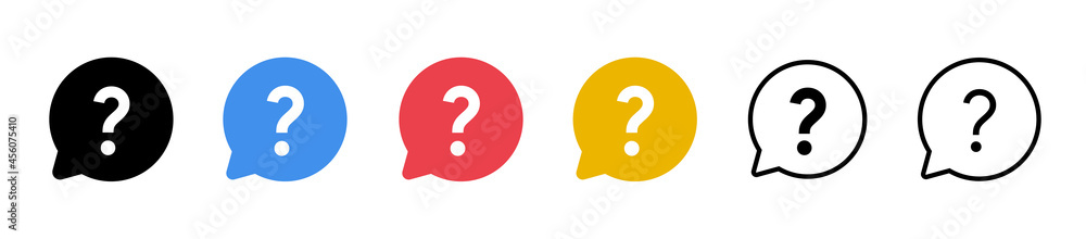 Question mark icon or button set. Question mark outline signs. Buttons ...