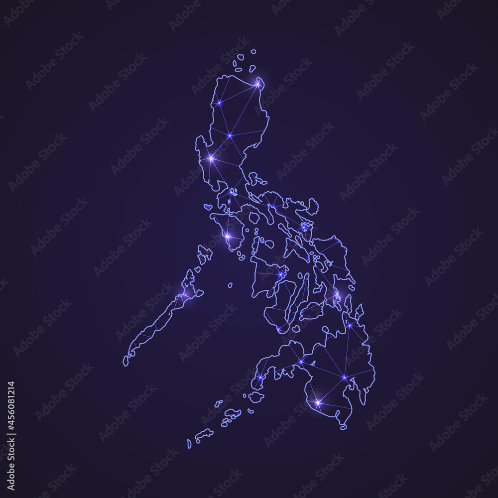 Digital network map of Philippines. Abstract connect line and dot Stock ...