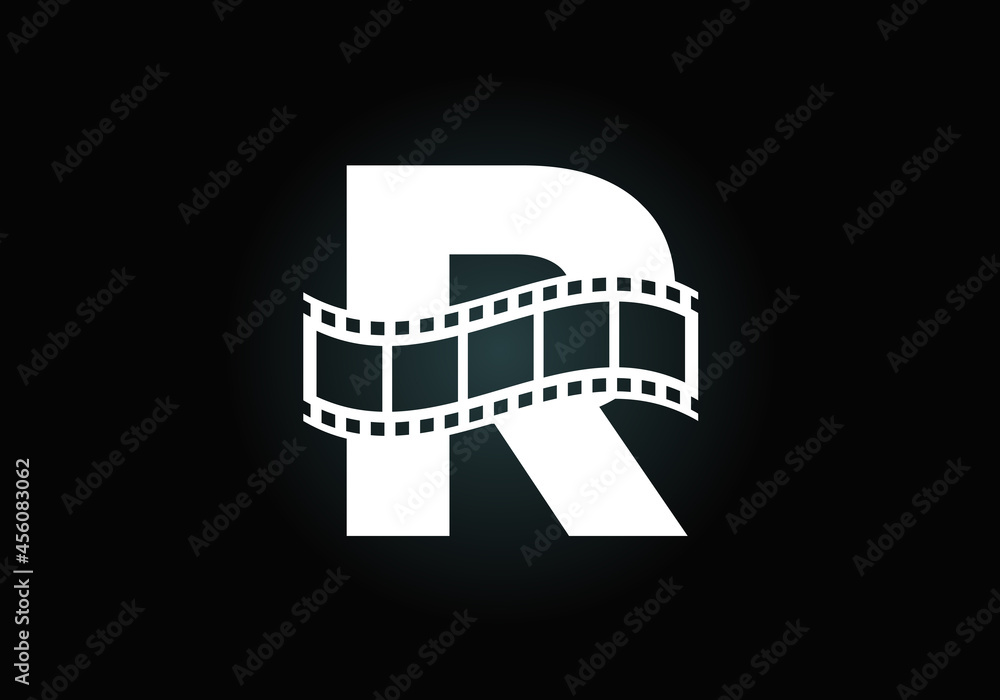 Initial R monogram alphabet incorporated with film reel. Video and ...