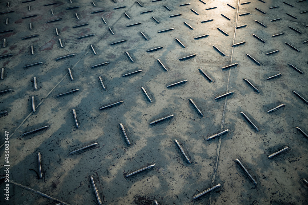 Texture of metal Diamond plate steel floor of ferry with diamond ...