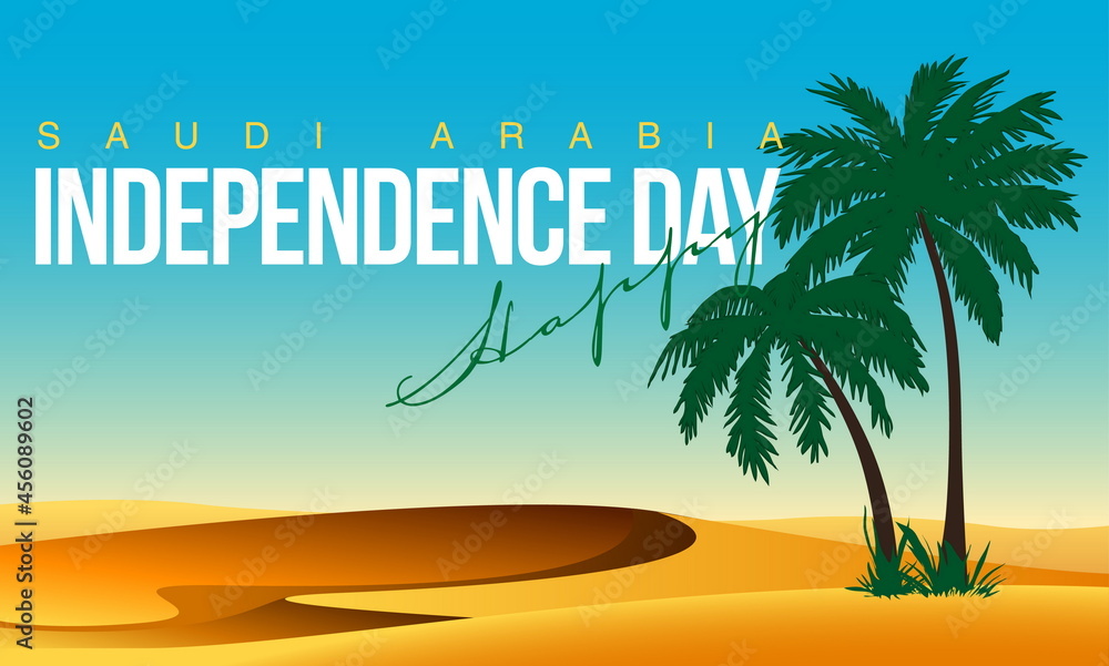 91 Saudi Arabia national day logo with green flag and state seal Emblem ...