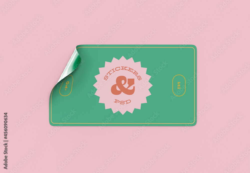 Rectangular Adhesive Sticker Mockup Stock Template | Adobe Stock