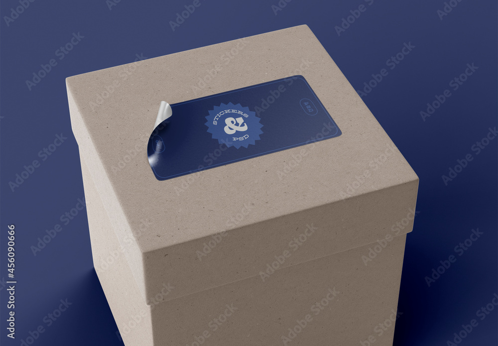 Sticker on Box Mockup Stock Template | Adobe Stock