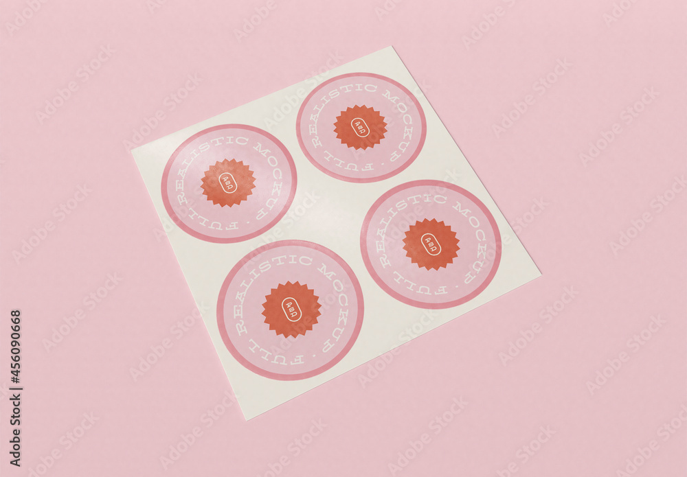 Four Round Sticker Mockup Stock Template | Adobe Stock