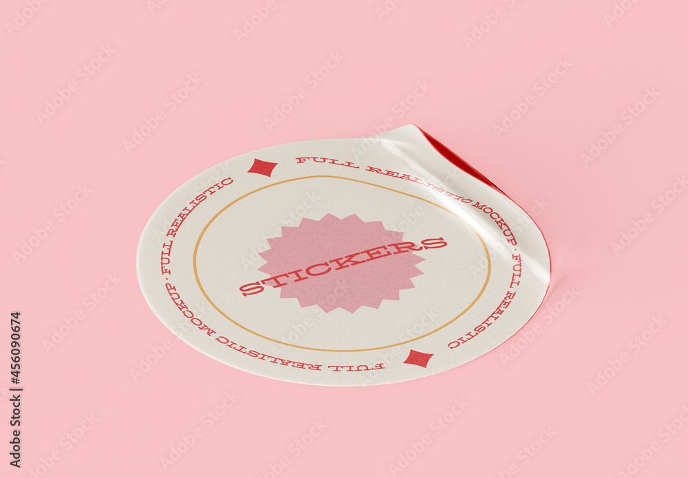 Modelo de Adhesive Sticker Mockup do Stock | Adobe Stock