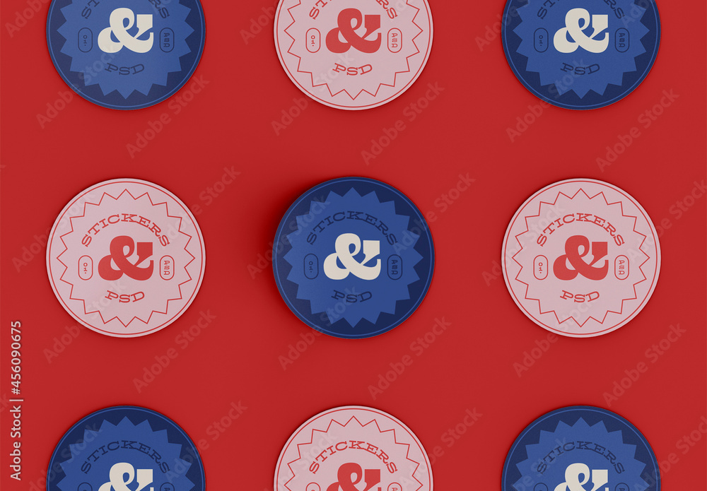 Nine Stickers Mockup Stock Template | Adobe Stock