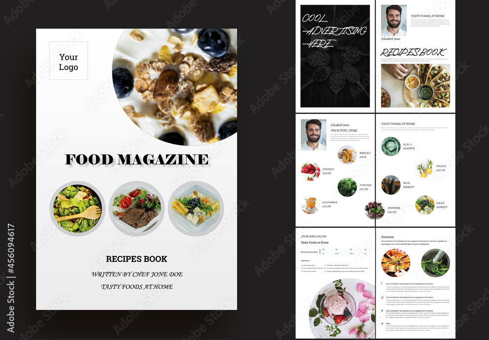 Food Magazine Layout Stock Template | Adobe Stock