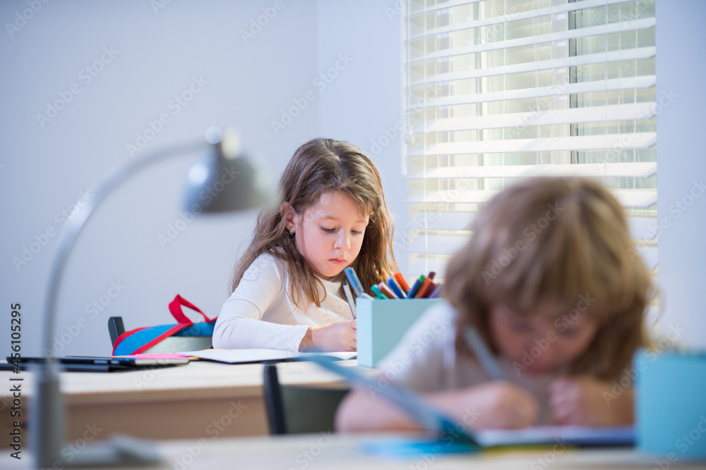 Preschooler child study, smart little with notebook learning lessons ...