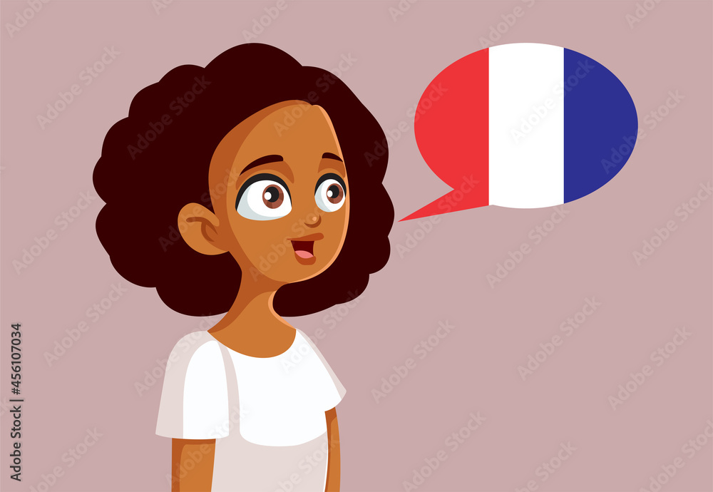 Teen Girl Learning French Vector Cartoon Illustration Stock Vector ...