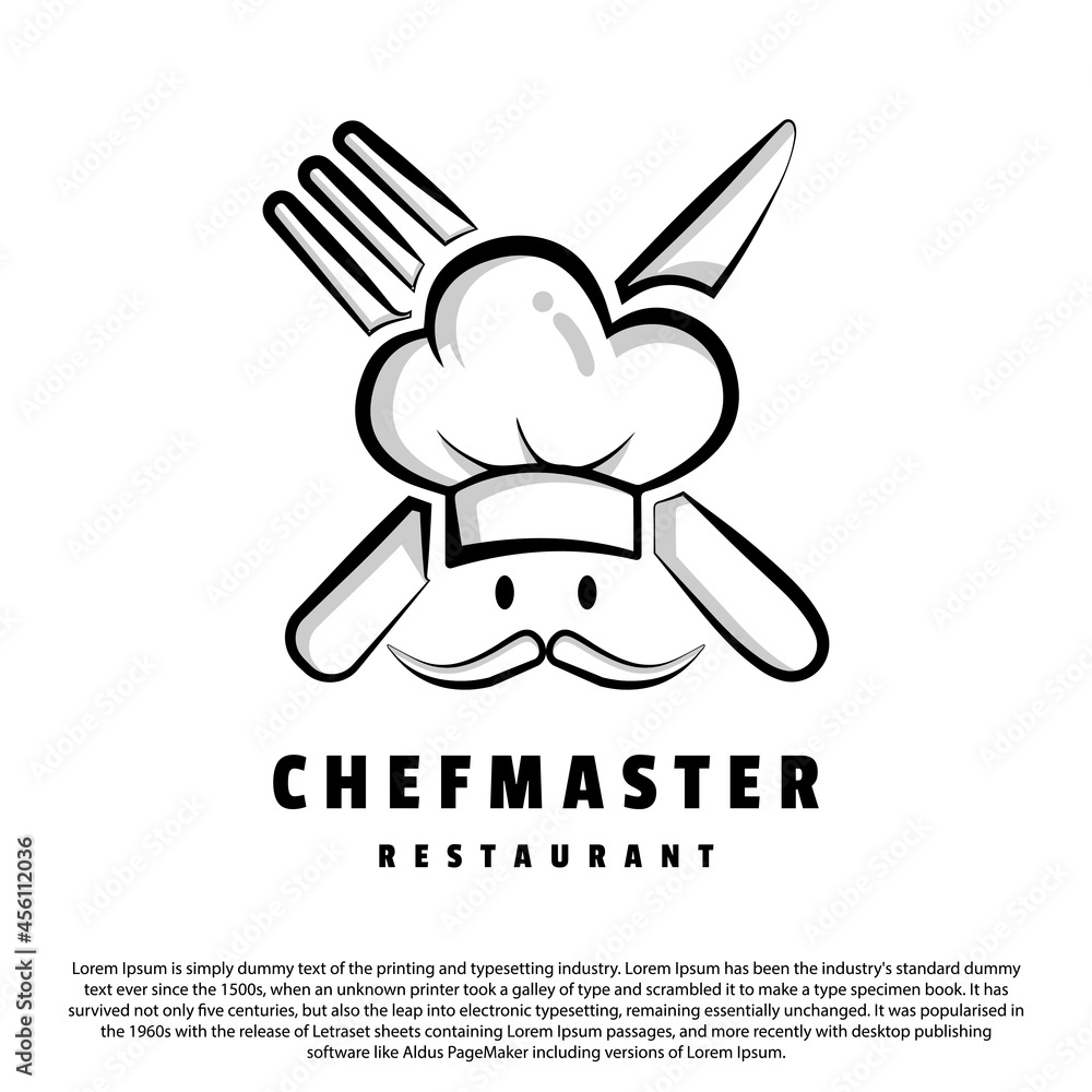 Simple outline chef logo design. Chef master logo for your business or ...