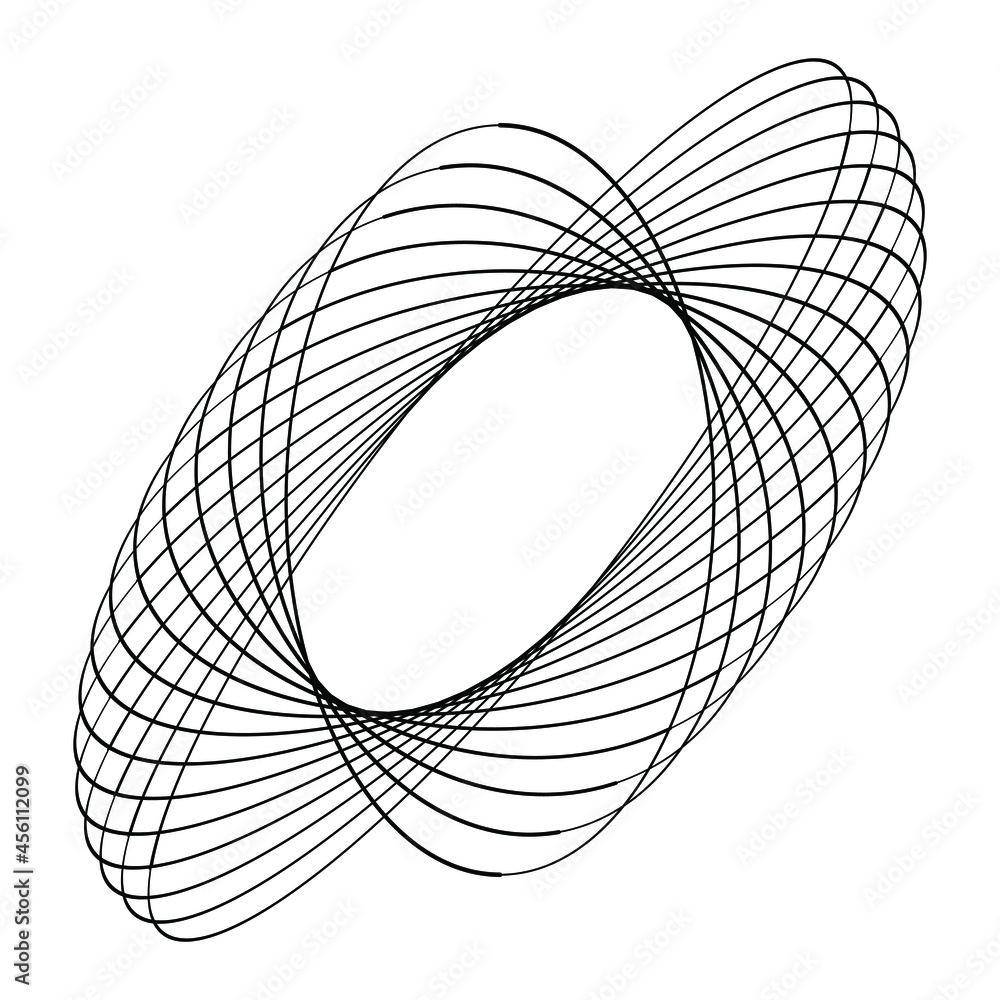 Black ellipses in spiral form. Vector illustration. Trendy design ...