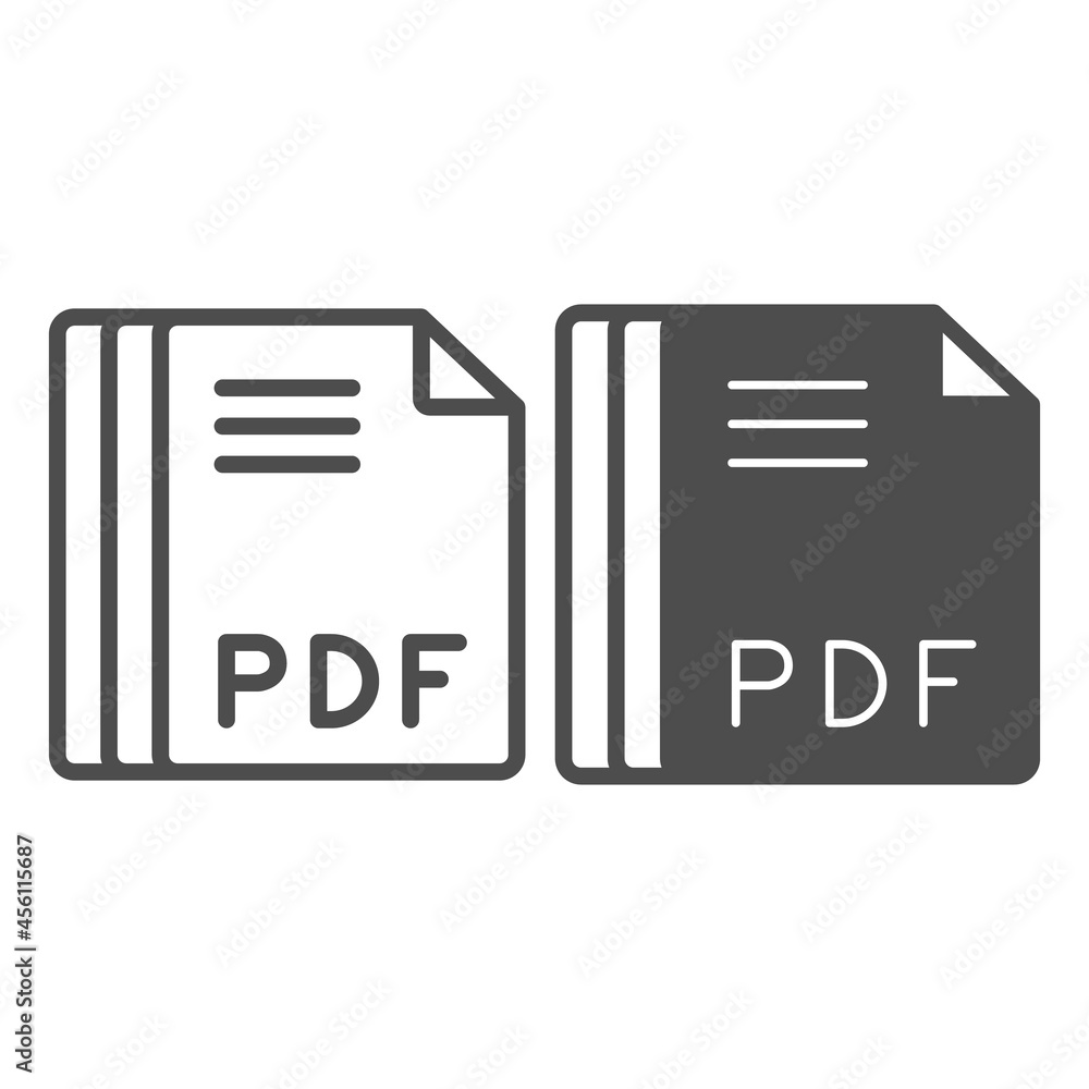 Paper sheets, pdf file line and solid icon, documents concept, portable ...