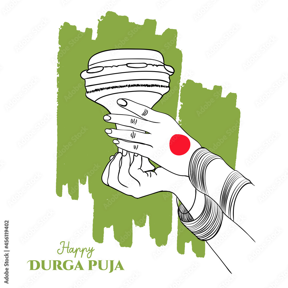 Woman holding a Dhunuchi illustration Stock Vector | Adobe Stock
