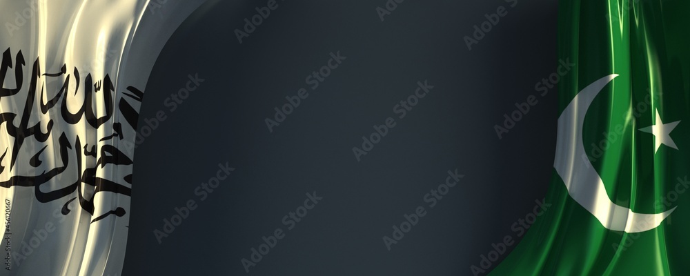 Flag of the Taliban and Pakistan. Diplomatic concept national flag 3d ...