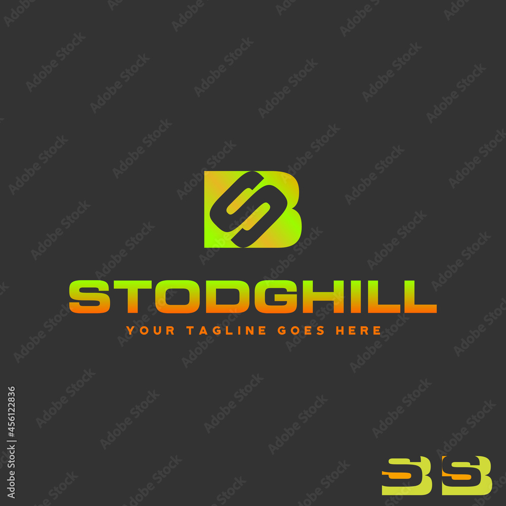 letter SB sans serif font ini block or negative space image graphic ...