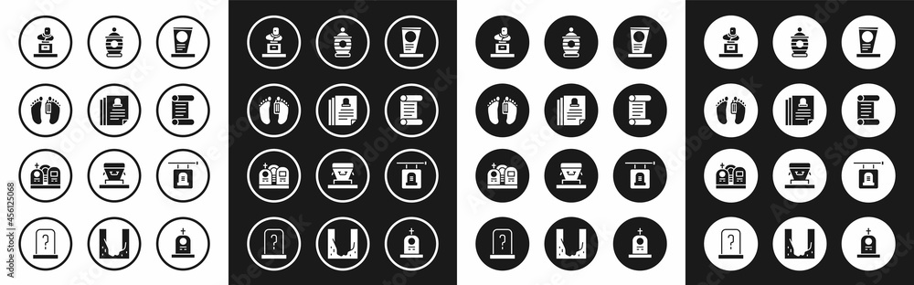 Set Grave with tombstone, Death certificate, Dead body, Decree ...