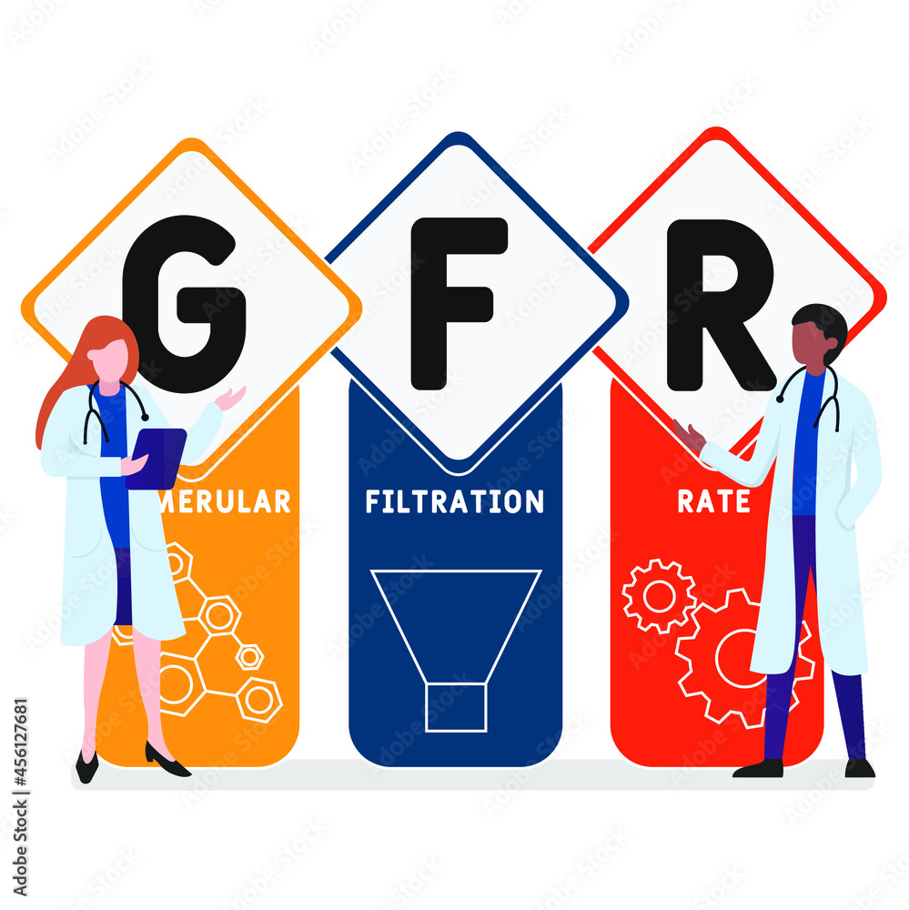 Flat design with people. GFR - Glomerular Filtration Rate acronym ...