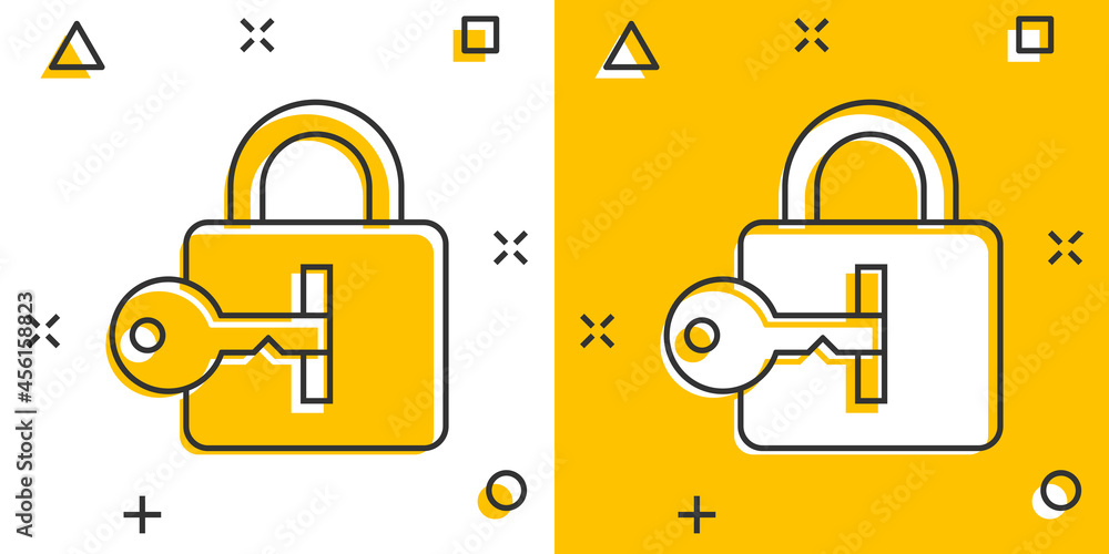 Locker icon in comic style. Padlock password cartoon vector ...