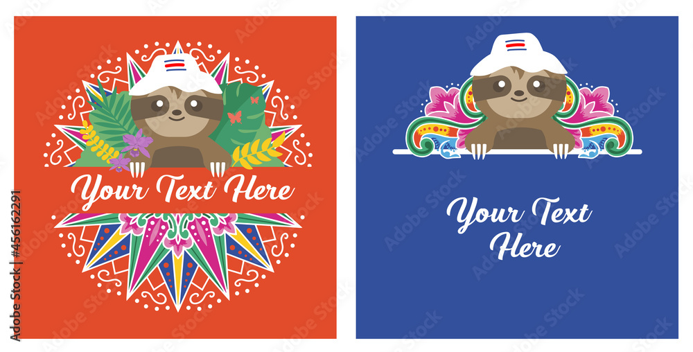 VECTOR BANNERS. Cute Sloths (osos peresozos) wearing a chonete hat with ...