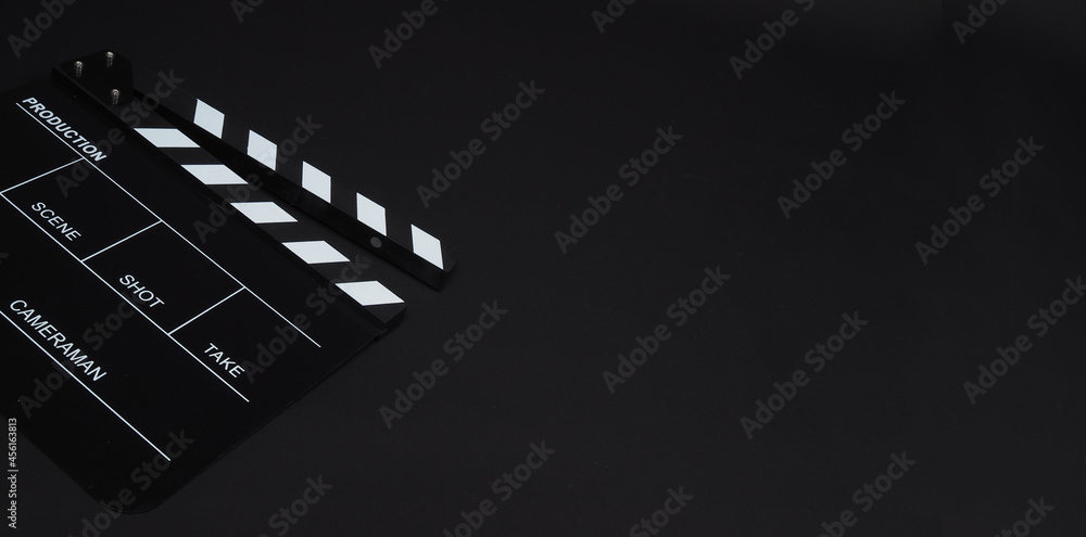 Clapperboard or clap board or movie slate use in video production ,film, cinema industry on ...