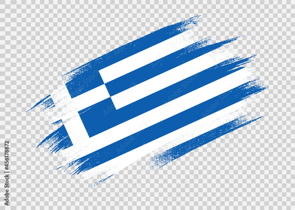 Greece flag with brush paint textured isolated on png or transparent ...
