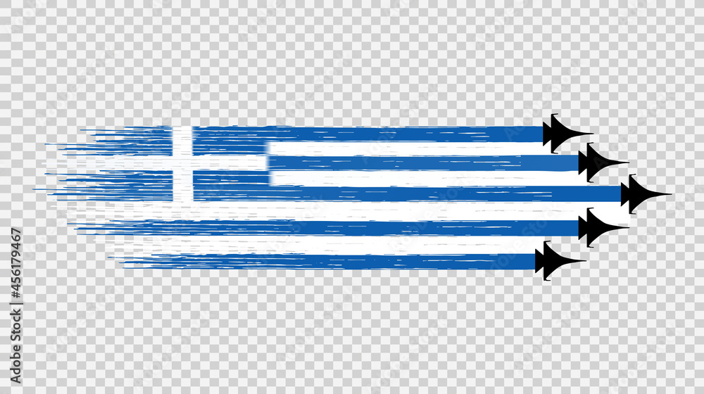 Greece flag with military fighter jets isolated on png or transparent ...