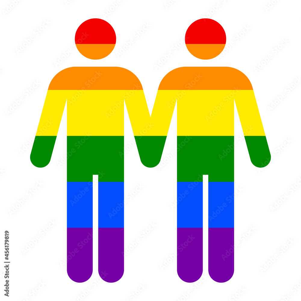 Сouple Men with Rainbow Flag Colors of LGBT Symbol. Pride LGBTQ+ ...