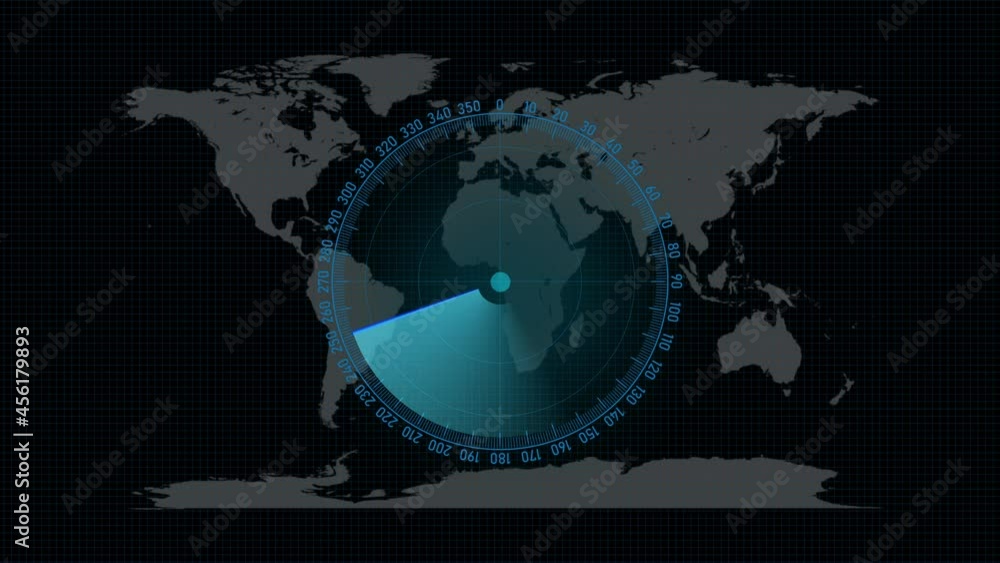 Radar HUD Screen Animation 4K. Motion graphic of colorful sonar radar ...