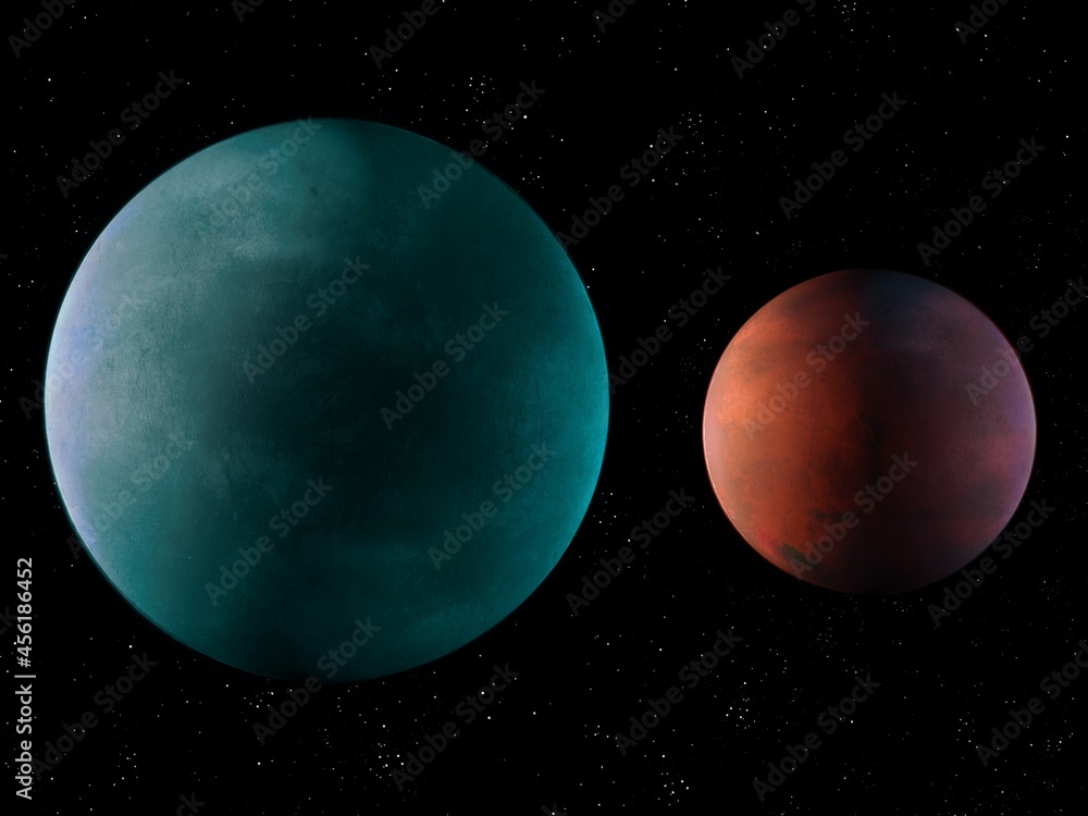 Comparison of the size of exoplanets. Two different planets from ...