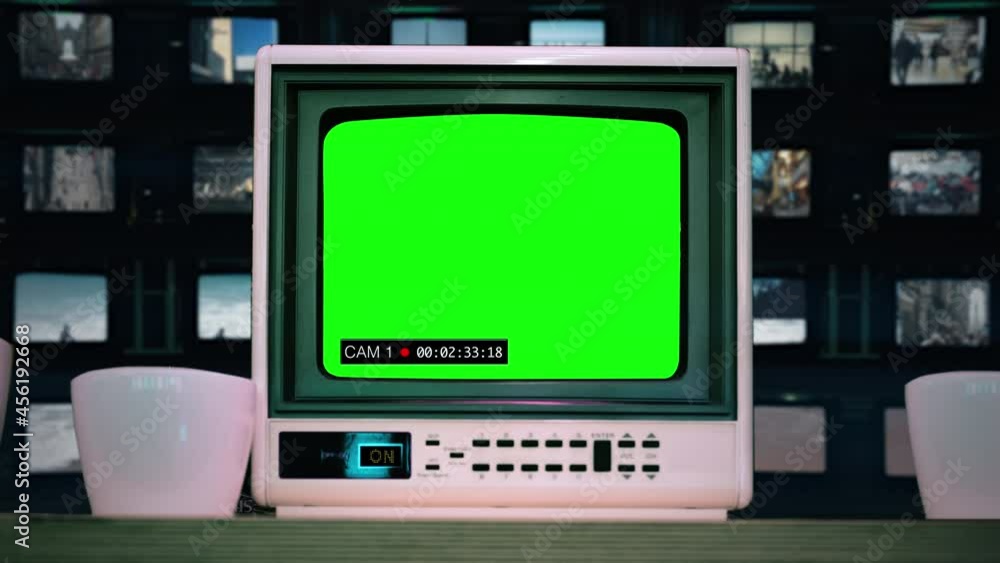 CCTV Monitor Green Screen Multiscreen Cameras Surveillance System ...