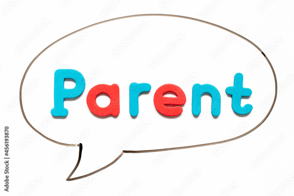 Alphabet letter with word parent in black line hand drawing as bubble ...