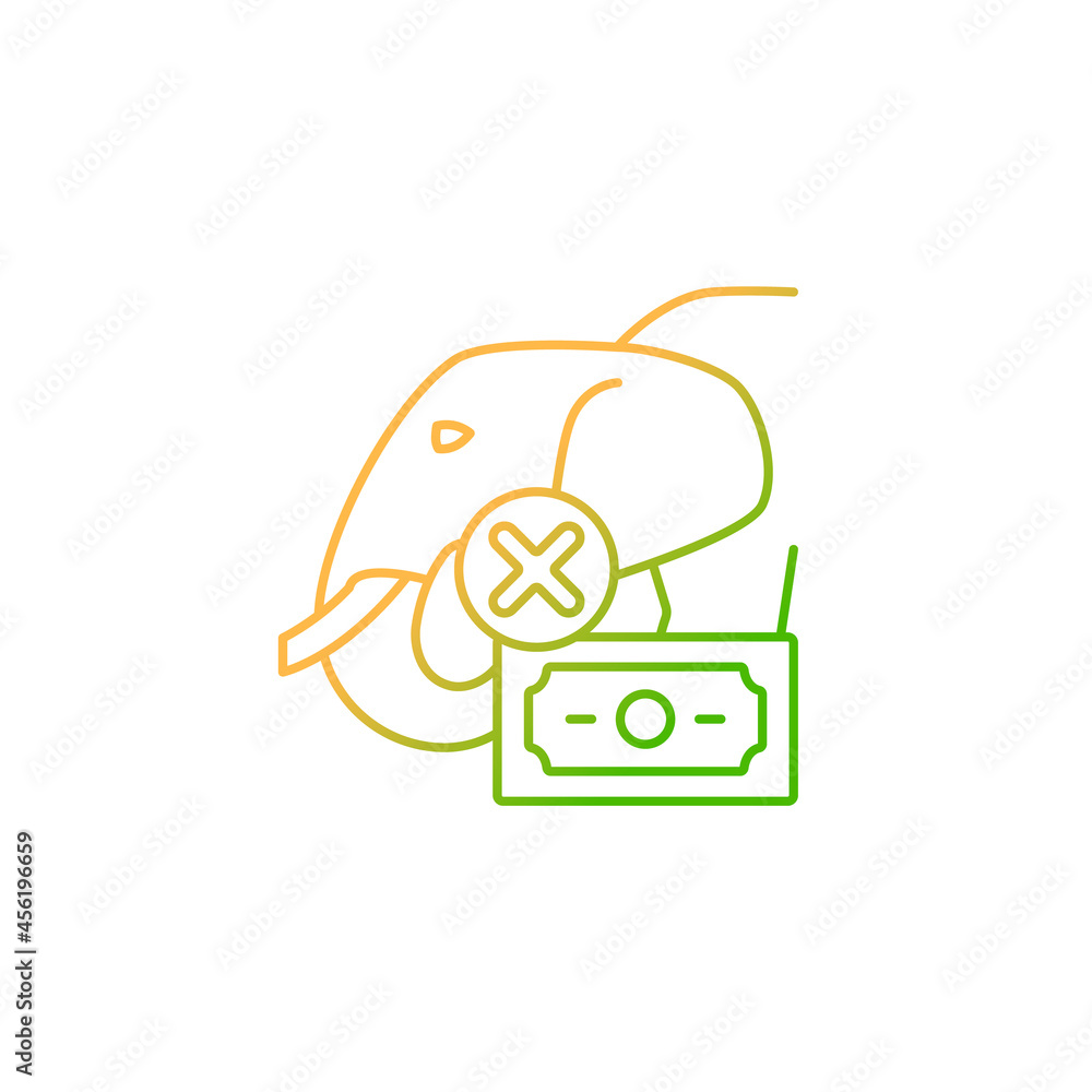 Illegal wildlife trade gradient linear vector icon. Wild animals ...
