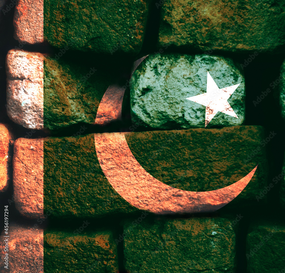 Portrait of Pakistan flag texture on brick wall, 3d-render and painted ...
