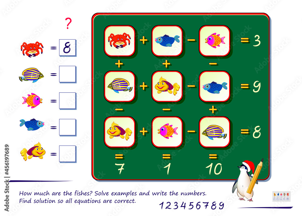 Mathematical logic puzzle game for smartest. How much are the fishes ...