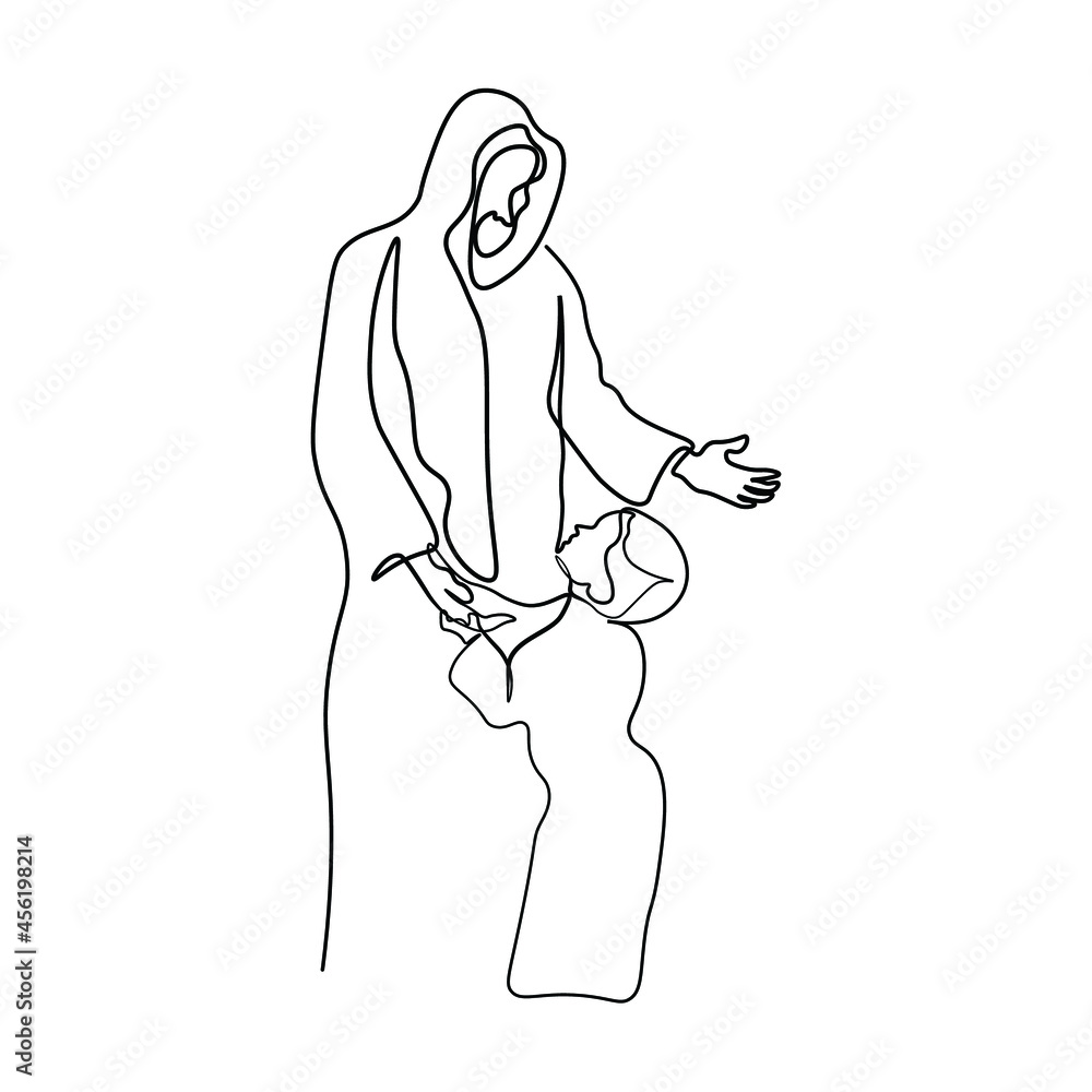 continuous line drawing of Nativity of Jesus Stock Vector | Adobe Stock