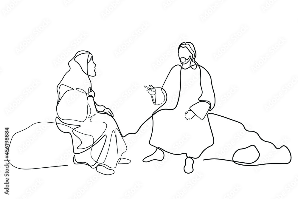 continuous line drawing of Nativity of Jesus Stock Vector | Adobe Stock
