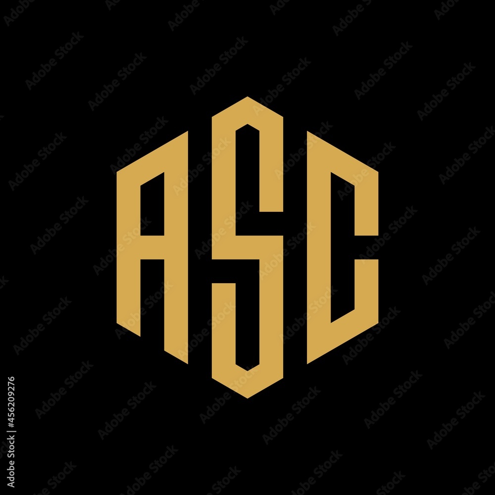 ASC Initial three letter logo hexagon Stock Vector | Adobe Stock