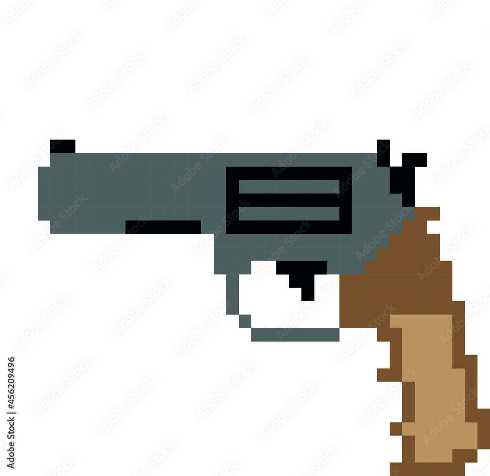 gun Pixel Art isolated on white Background. bit icon. Vector ...