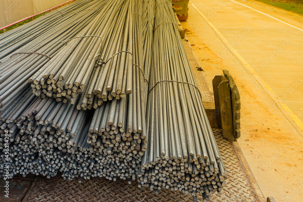 Construction worker Making Reinforcement steel rod and deformed bar ...