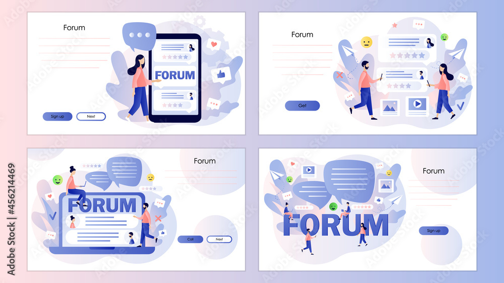 Online forum concept. Chat messages, communication, conversation ...