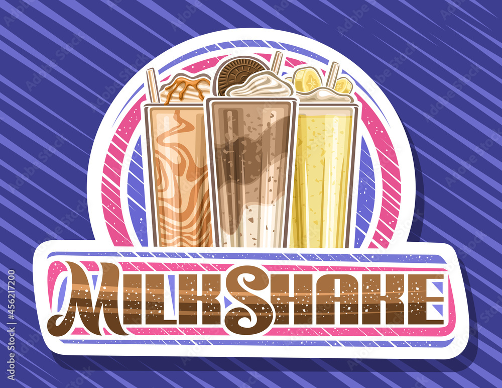 Vector logo for Milkshake, white decorative sign board with ...