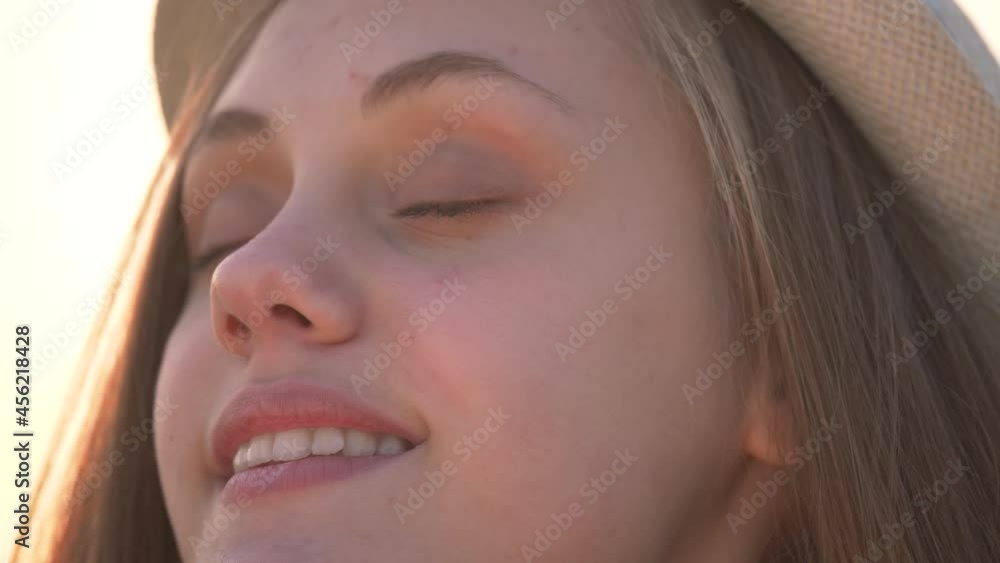 Face girl close eyes in beautiful style. Beauty skin female face ...