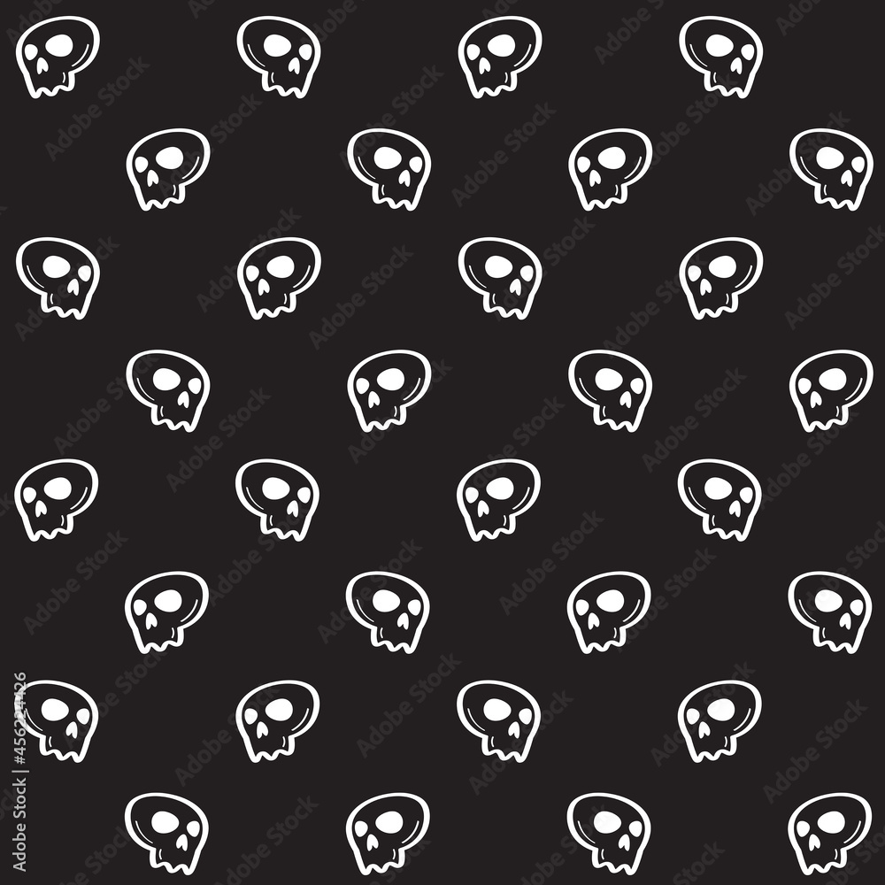 Hand Drawn Skull Seamless Pattern - Amazing vector pattern of a cute ...